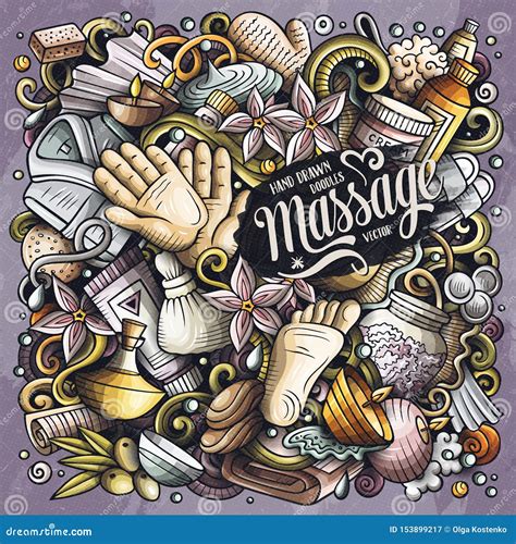 Massage Hand Drawn Vector Doodles Illustration Spa Salon Poster Design
