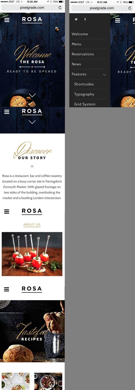 Mobile Layout Scroll With Elegant Restaurant Design