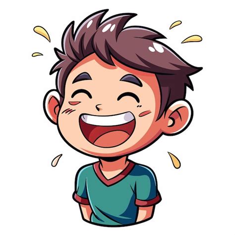 El lindo chico que ríe Emote Ilustración vectorial de dibujos animados Vector Premium generado