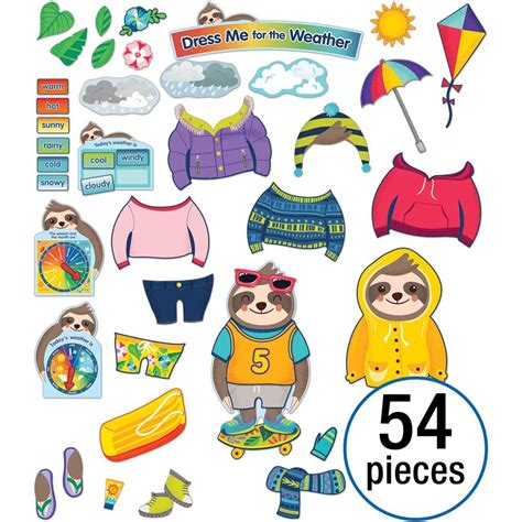 One World Sloth Dress Me For The Weather Bulletin Board Set