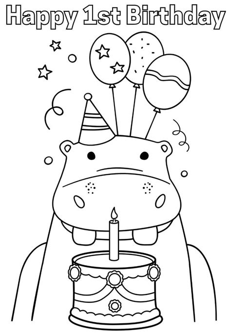 Beautiful Coloring Pages For A 1st Birthday Celebration Cards Also