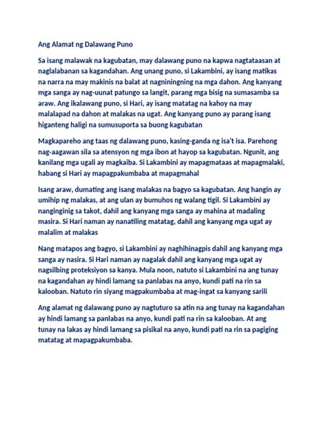 Ang Alamat Ng Dalawang Puno Pdf