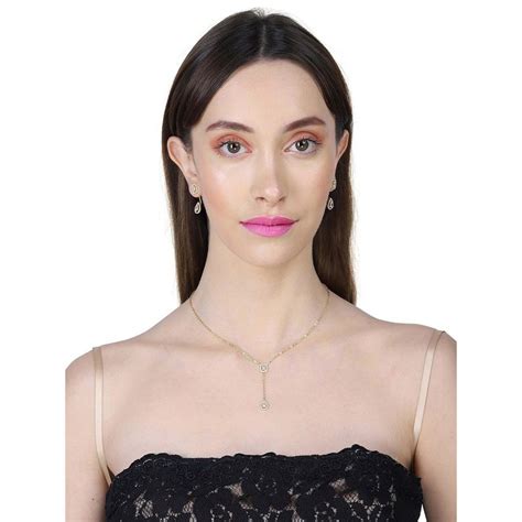 Buy Carlton London Premium Gold Plated Cz Studded And Beaded Jewellery Set Online