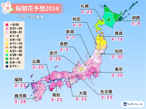 桜開花予想2024 全国トップは東京と広島で3月20日 来週から各地で開花へ ウェザーニュース