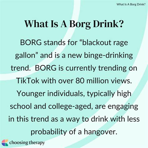 Borg Drinking Definition Symptoms And Treatments