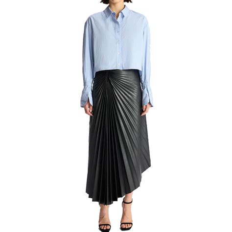 A L C Tracy Pleated Vegan Leather Asymmetric Skirt EvaChic