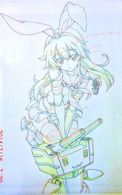 艦これ「艦これの島風。 同人グッズ用に描いたモノ。 組み合わせてお風呂ポスターになりまし」moo℃団 渡辺義弘のイラスト