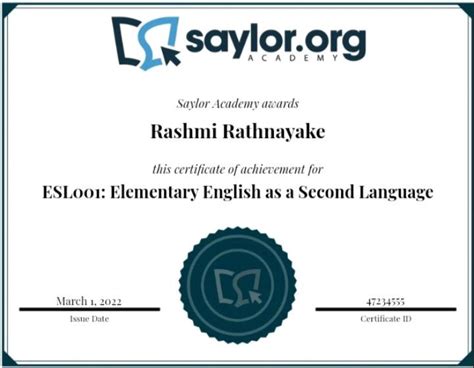 Hirunika Rathnayake On Linkedin Completed The Esl 0001 Elementary English As A Second Language