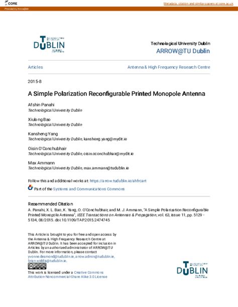 Pdf A Simple Polarization Reconfigurable Printed Monopole Antenna