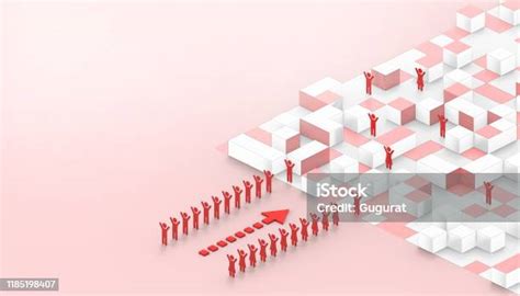 리더십 영감과 레드 사업가 기호 창조적 인 아이디어 개념 미로 전시 최소하고 현대적인 핑크 파스텔 배경 3d 렌더링 3차원