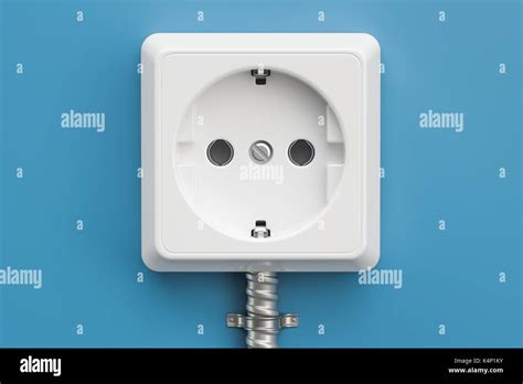 Electrical Outlet On The Blue Wall D Rendering Stock Photo Alamy