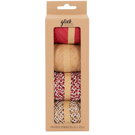 Glick Eco Kraft And Red Curling Ribbon Multipack