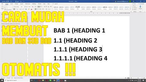 Cara Mudah Membuat Bab Dan Sub Bab Otomatis Langkah Membuat Heading 1 Heading 2 Dst Youtube Cara Mudah Membuat Bab Dan Sub Bab Otomatis Langkah Membuat Heading 1 Heading 2 Dst Youtube