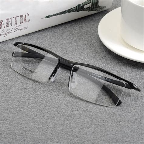 Hotony Mens Eyeglasses Semi Rim Browline Titanium Fuzweb