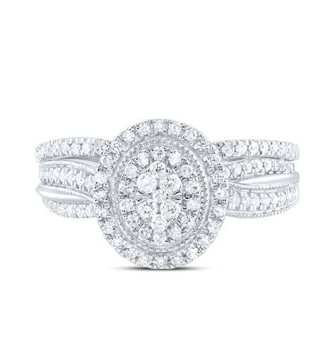 10kt White Gold 12 Cttw Natural Diamond Oval Single Halo Wedding