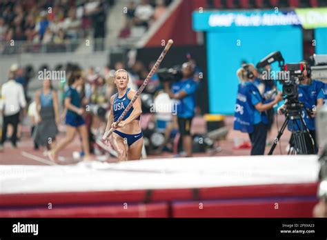Katie Nageotte Participating In The Pole Vault At The Doha 2019 World