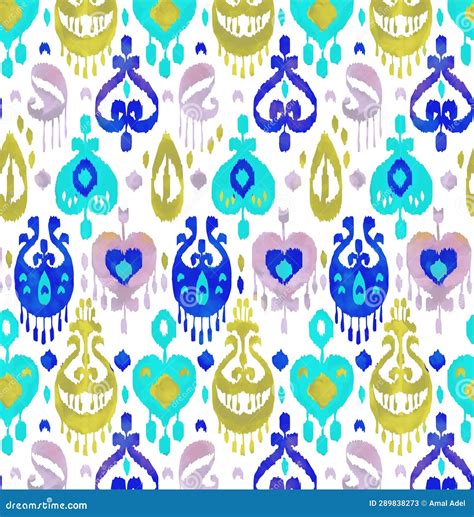 Colored Shapes With Geometric Distribution Make Repeated Pattern For Digital Art Stock