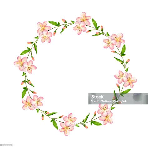 벚꽃 화환입니다 수채화 꽃 배경입니다 카피스페이스가 있는 흰색 배경에 격리된 섬세한 스프링 일러스트레이션입니다 결혼식 초대장