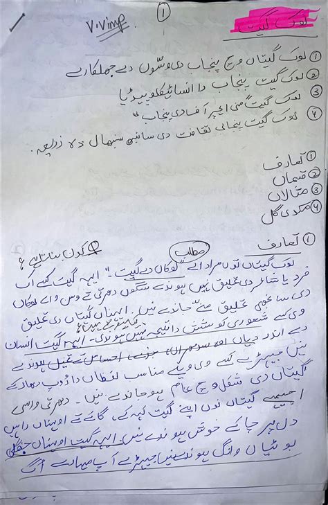 Solution Lok Geet Punjabi Important Topic Studypool