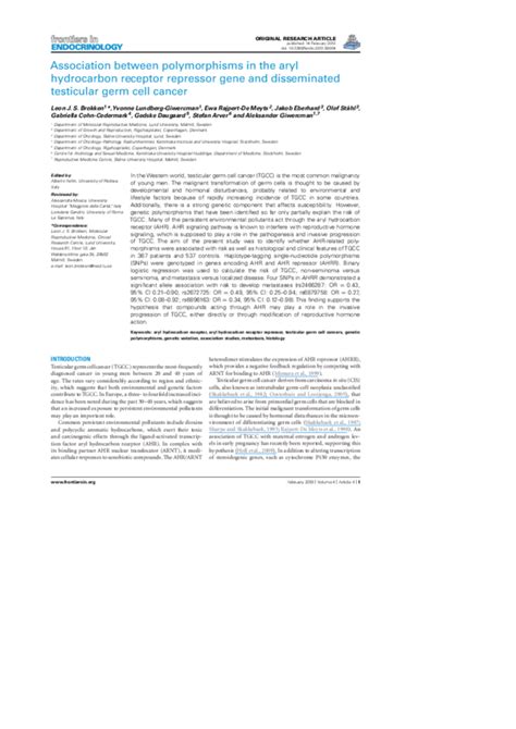 Pdf Association Between Polymorphisms In The Aryl Hydrocarbon
