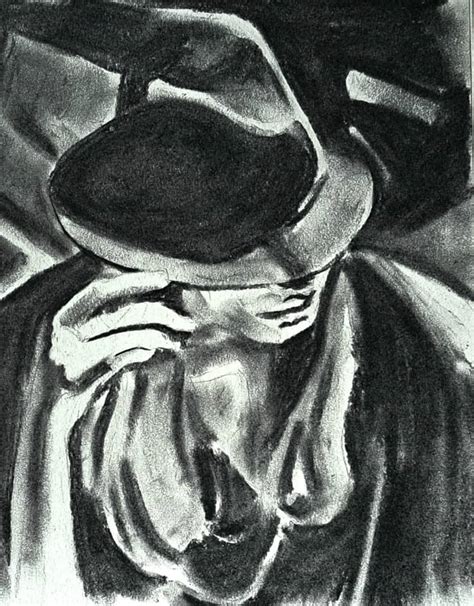 Картина «Всё дело в шляпе Бумага Уголь 2023 г