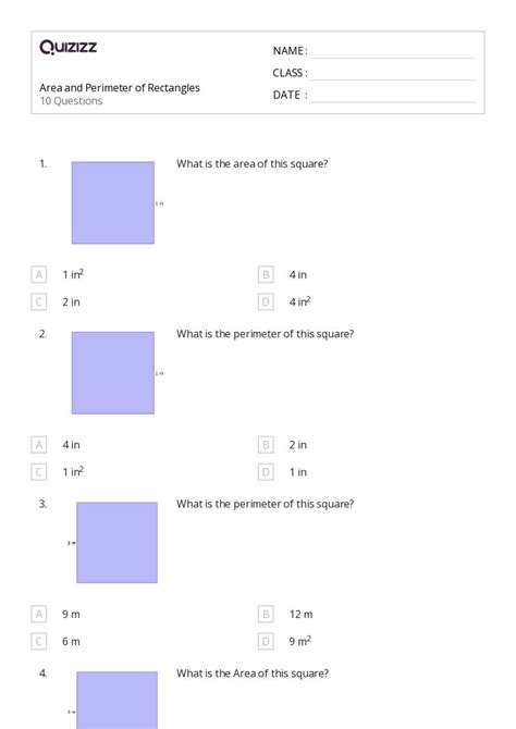 Perimeter And Area Of Rectangles Worksheets