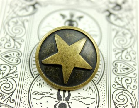 Metal Buttons Star Metal Buttons Antique Brass Color Shank 0 71