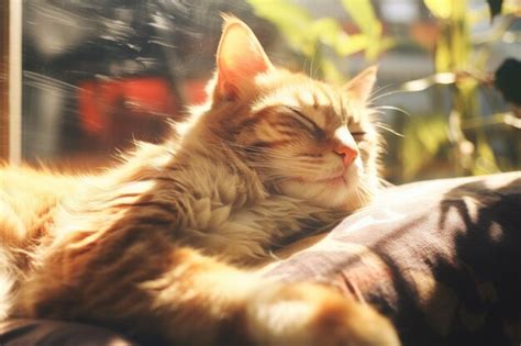 Premium Ai Image Portrait Of A Lazy Cat Lying Down In The Sunny