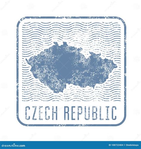 Czech Travel Stamp With Silhouette Of Map Of Czech Republic Stock