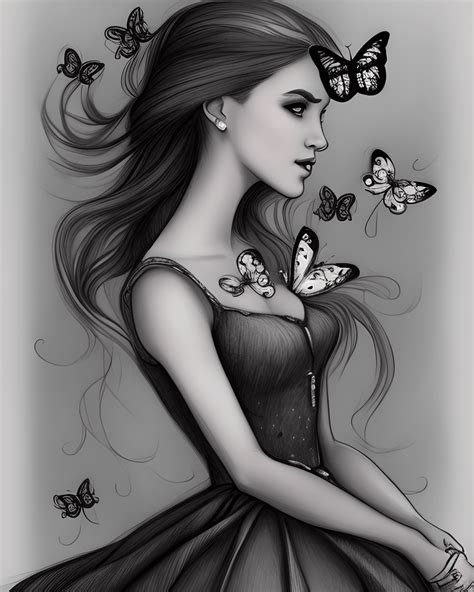 Beautiful Princess With Butterflies In The Style Of Charlie Bowater