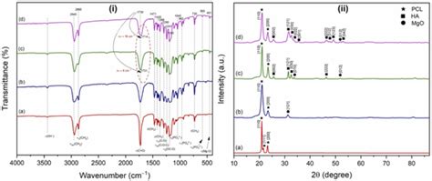 I FTIR And Ii XRD Spectra Of A PCL And PCL HA Coatings On B Pol