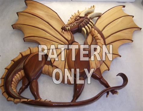 Pattern Of Large Dragon 26 X 21 Intarsia