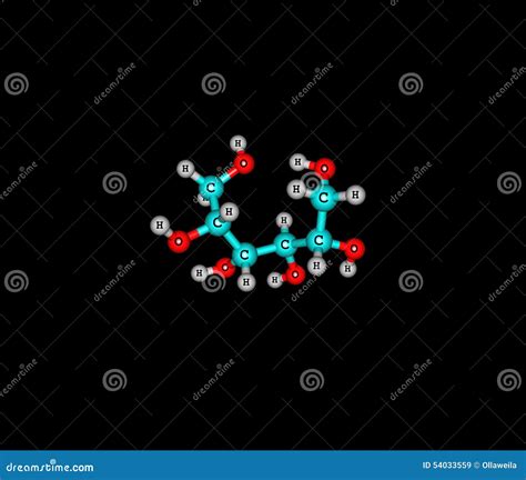 Sorbitol Glucitol Chemical Formula And Skeletal Structure Cartoon Vector