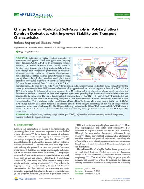Pdf Charge Transfer Modulated Self Assembly In Poly Aryl Ether Dendron Derivatives With