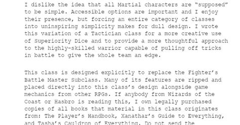 The Tactician An Intelligence Focused Martial Support Class The First