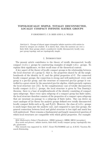 Pdf Topologically Simple Totally Disconnected Locally Compact