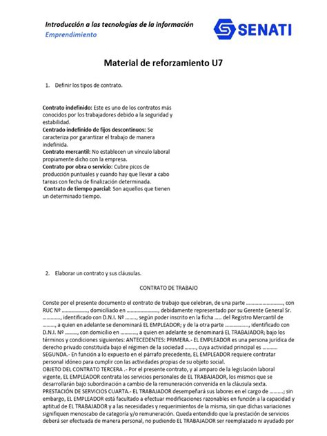 Material De Reforzamiento U7 Resuelto Pdf Derecho Laboral Salario
