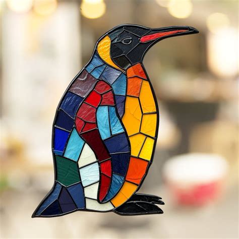 Penguin Stained Glass Window Cling Decal Sticker Vinyl Window Film