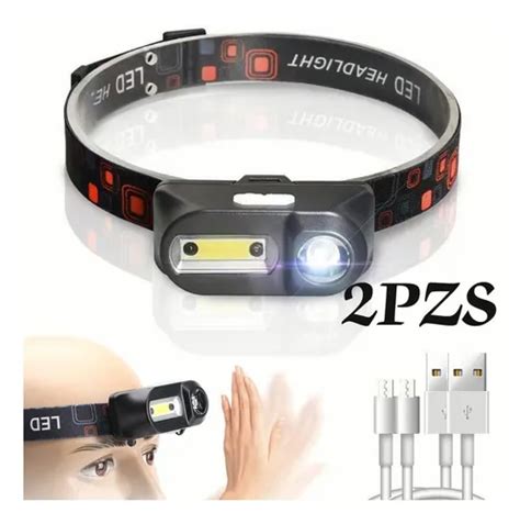 Lampara De Cabeza Usb Linterna Iluminacion Doble Recargable Meses Sin