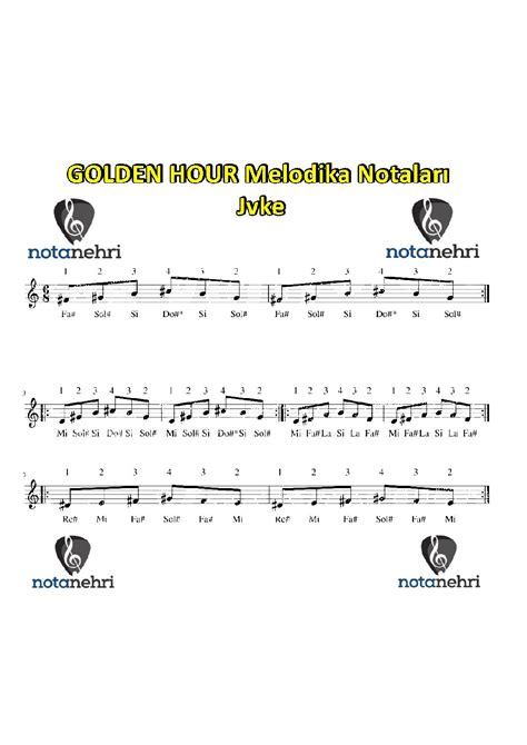 Jvke GOLDEN HOUR Melodika Notalari Bağlama Notaları Do re mi notalar