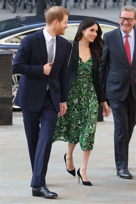 Meghan Markle Green Self Portrait Dress Popsugar Fashion