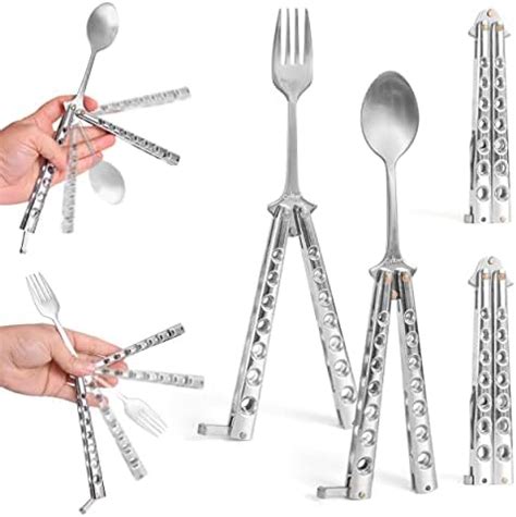 Caliber Gourmet Tactical Butterfly Knife Style Fork And Spoon Combo