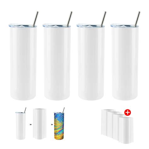 Buy 4 Pack Sublimation Tumblers 20 Oz Skinnystainless Steel Double