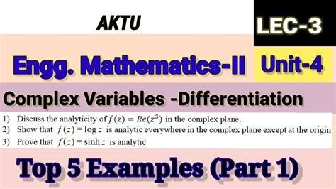 lec 3 unit 4 examples based upon c r equations part 1 complex