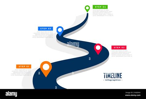 Four Step Road Map Infographic Template With Colorful Location Pointer