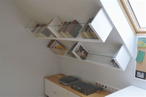 Bookshelf In 2023 Slanted Walls Attic Bedroom Designs Loft Room