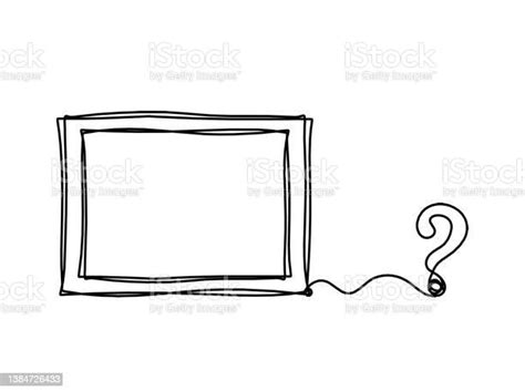 흰색 배경에 연속 선을 그리는 물음표가있는 추상화 사진 프레임 국경에 대한 스톡 벡터 아트 및 기타 이미지 국경 낙서
