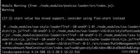 module warning from node modules postcss loader src index js warning start value has mixed