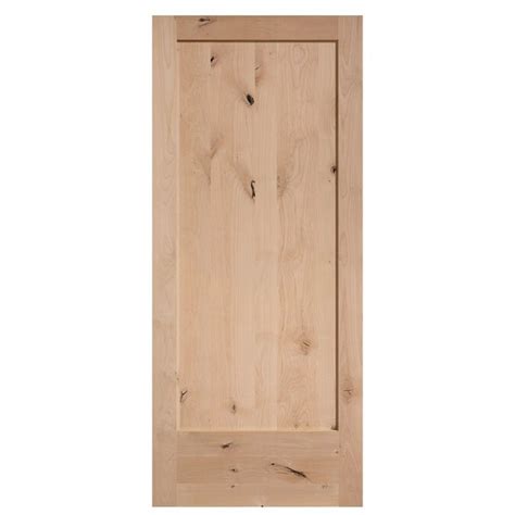 Masonite Unfinished 1 Panel Wood Knotty Alder Barn Door Common 36 In