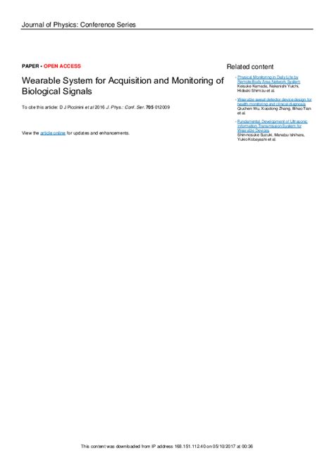Pdf Wearable System For Acquisition And Monitoring Of Biological Signals